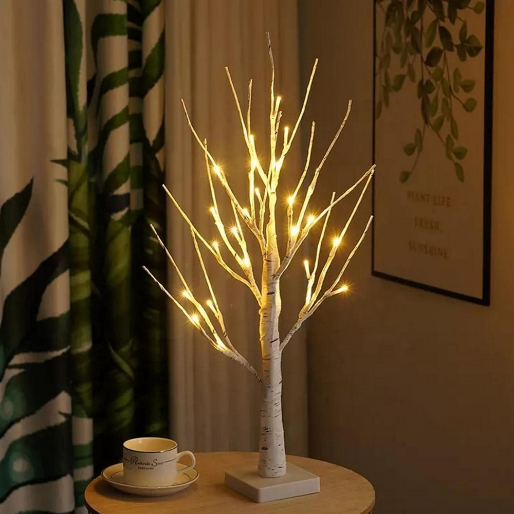 Albero luminoso led bianco con tronco e base 45 cm Bianco caldo 3000K a ...