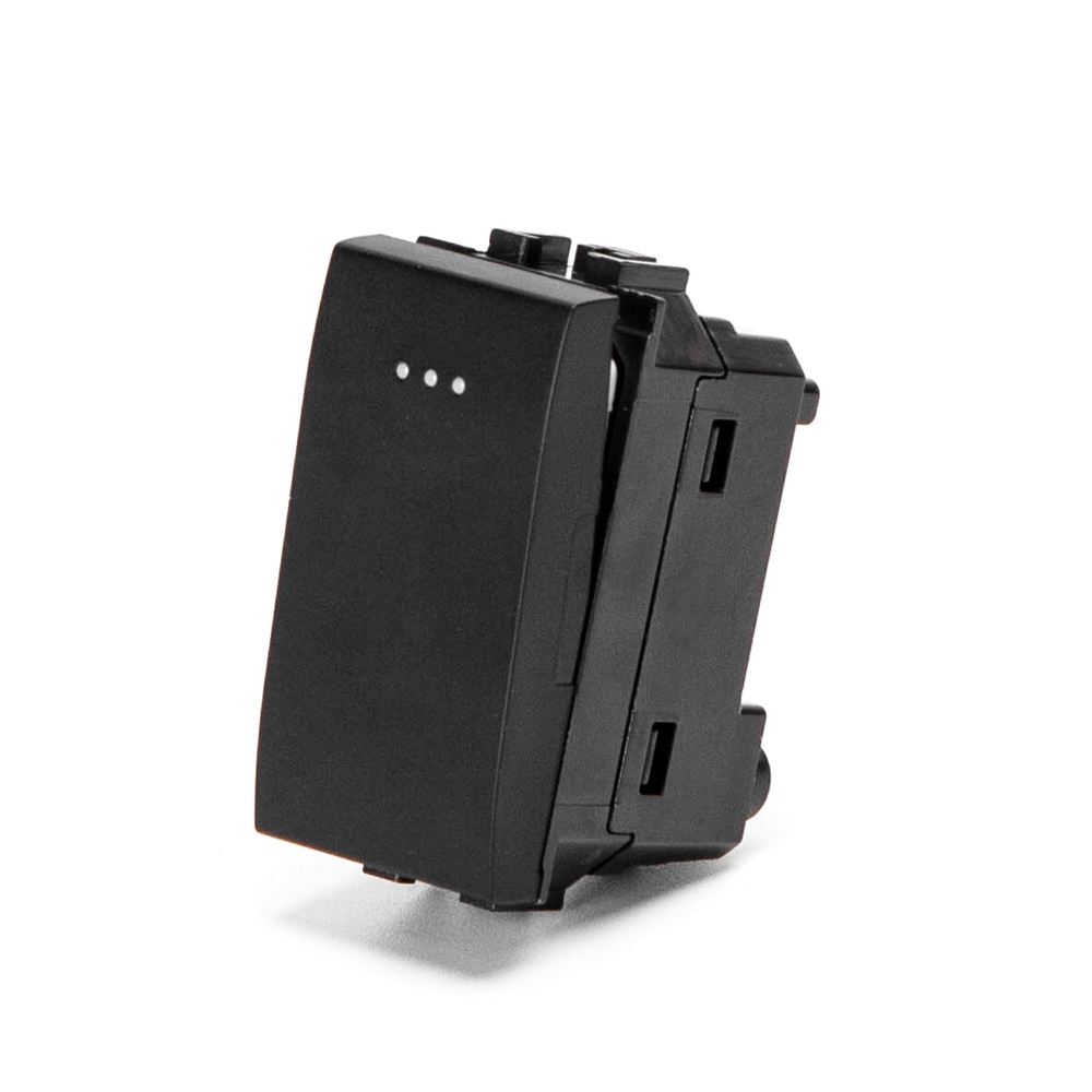 Pulsante unipolare 16A nero compatibile anche con BTicino Livinglight