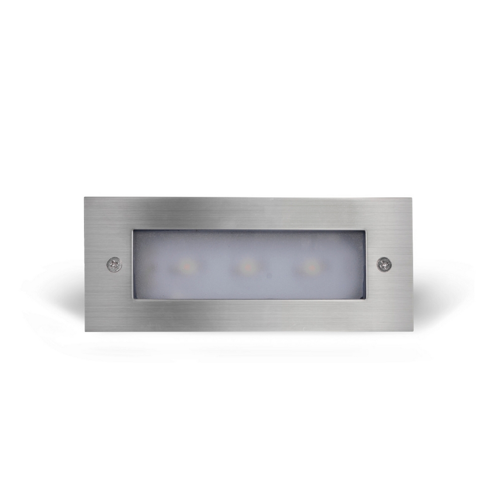 Segnapasso Led Argento 3W da incasso a parete Rettangolare IP65 Bianco ...