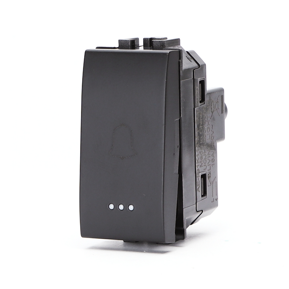 Pulsante Campanello 16A nero compatibile anche con BTicino Livinglight