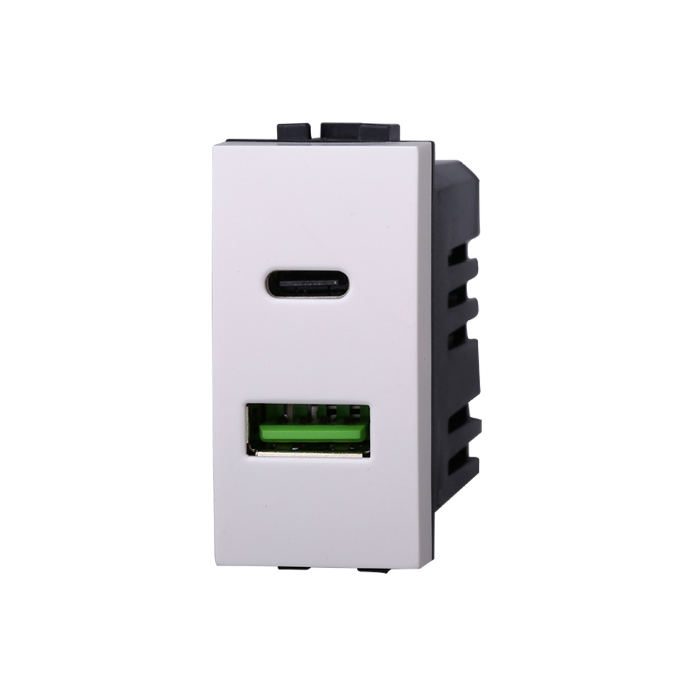 Presa USB Type-C a 2 posti bianca compatibile Vimar Plana - LedLedITALIA.it
